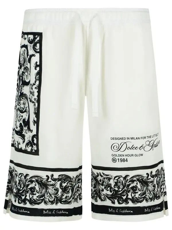 Dolce & Gabbana Majolica Cotton Bermuda Shorts - White