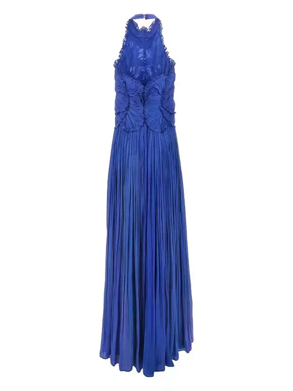 Costarellos Pleated Halter-neck Maxi Dress
