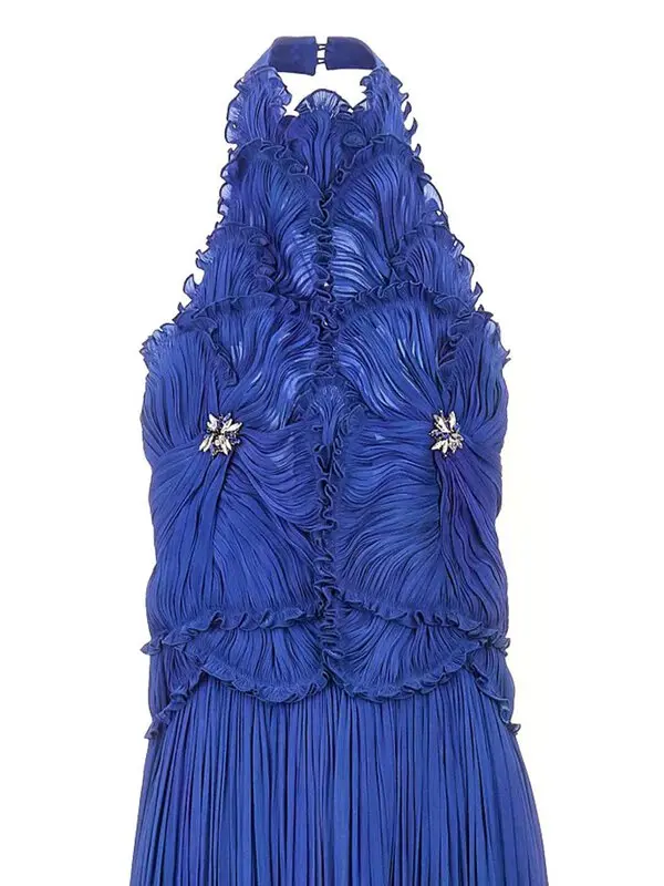 Costarellos Pleated Halter-neck Maxi Dress