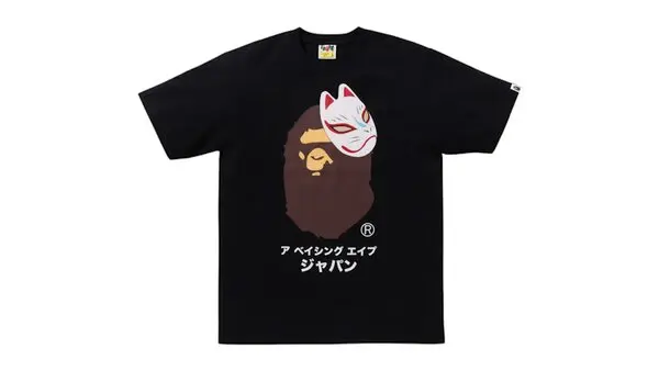 A BATHING APE Japanese Fox Mask T-shirt - Black