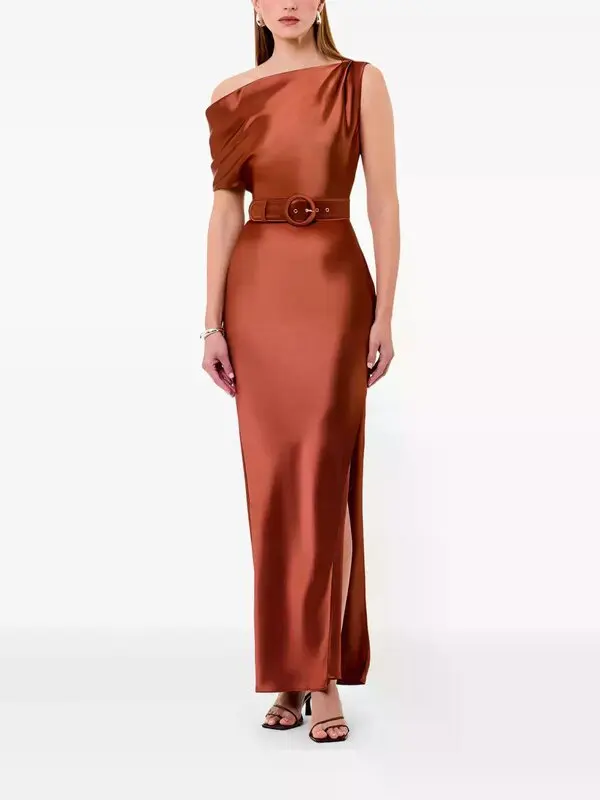 NICHOLAS One-shoulder Belted Maxi Dress - Orange