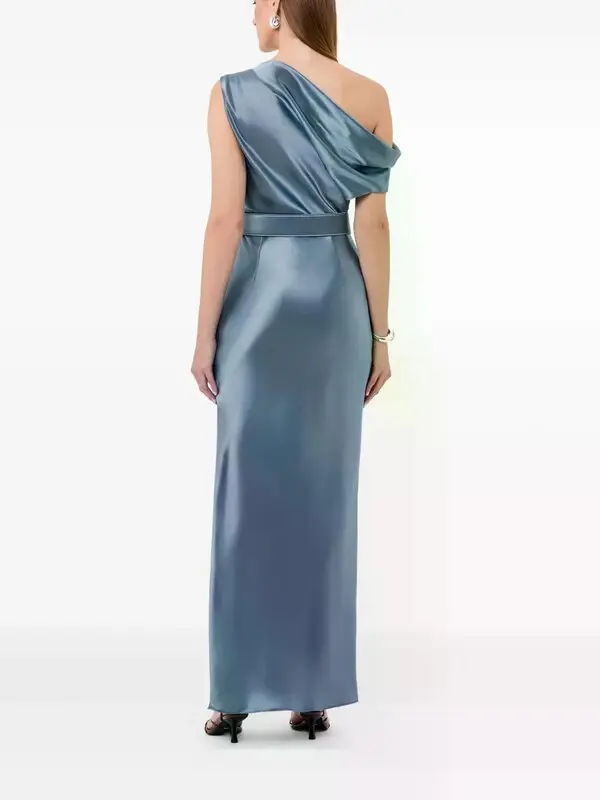 NICHOLAS Eartha One-shoulder Belted Midi Dress - Blue