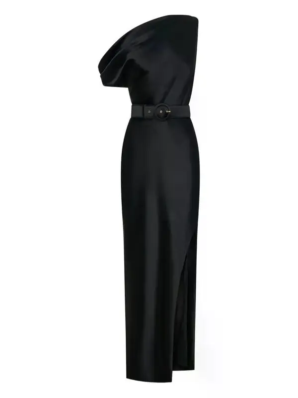 NICHOLAS Earthe One-shoulder Belted Maxi Dress - Black