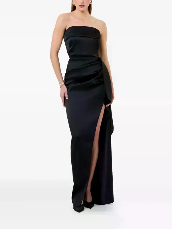 NICHOLAS Erelyn Strapless Draped Maxi Dress - Black