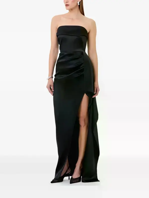 NICHOLAS Erelyn Strapless Draped Maxi Dress - Black