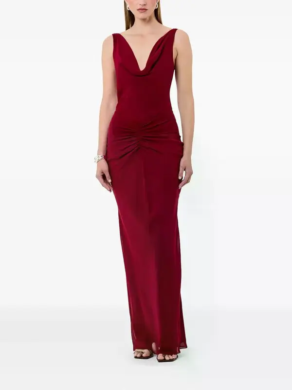 NICHOLAS Calia V-neck Draped Maxi Dress - Red
