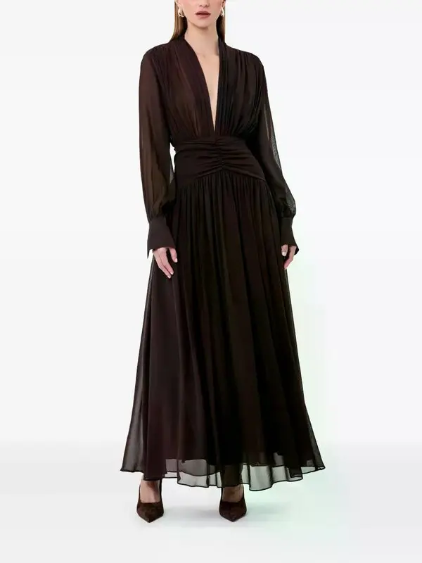 NICHOLAS Jocelyn V-neck Gathered Maxi Dress