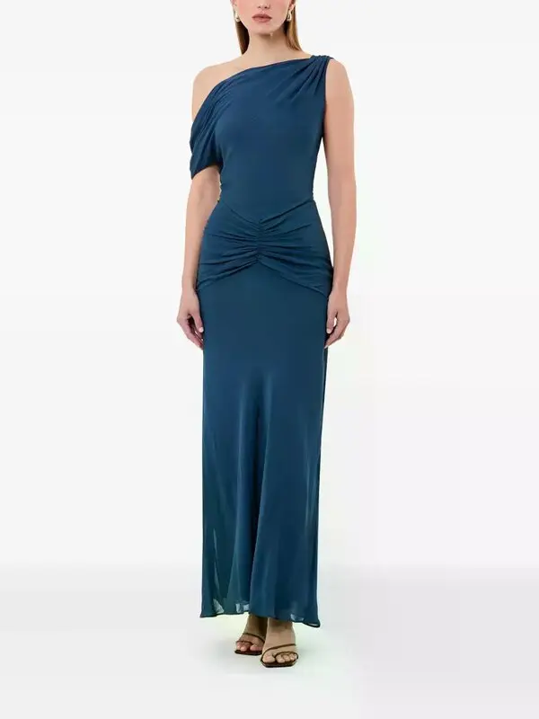 NICHOLAS Elza One-shoulder Draped Midi Dress - Blue