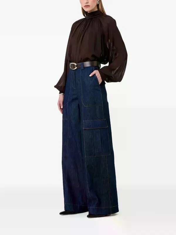NICHOLAS Solene High-neck Balloon-sleeve Top - Brown