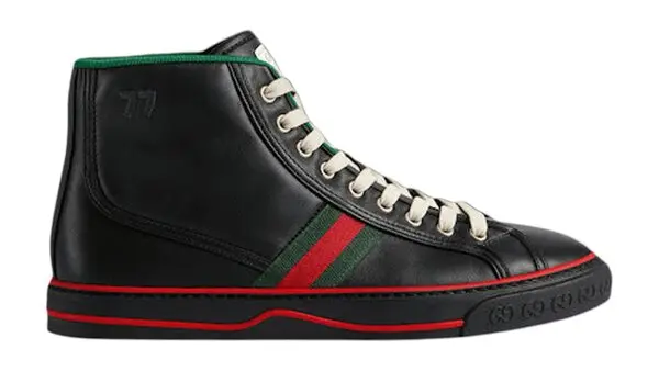 Gucci 1977 Leather High-top Sneakers - Black/green/red