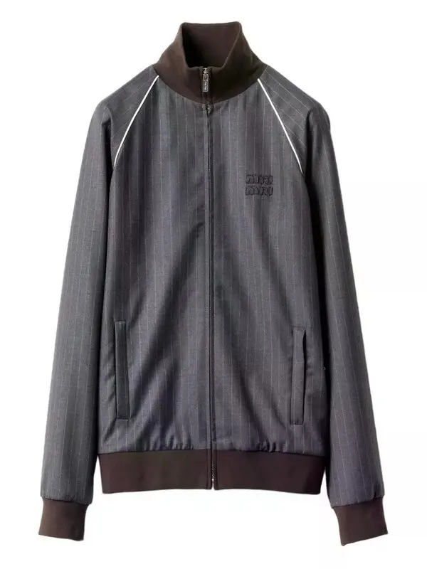 Miu Miu Pinstripe Zip Jacket - Grey