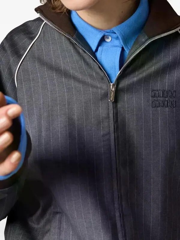 Miu Miu Pinstripe Zip Jacket - Grey