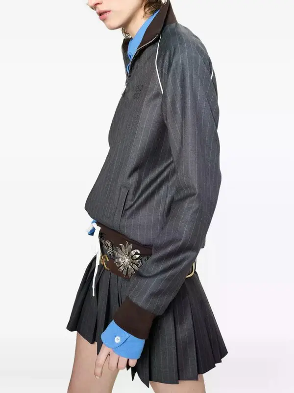 Miu Miu Pinstripe Zip Jacket - Grey