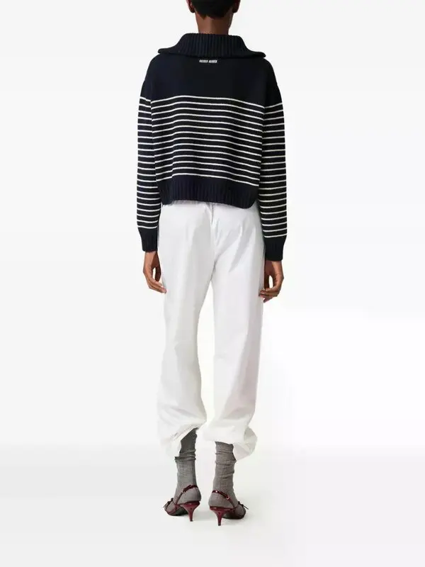 Miu Miu Ribbed-collar Striped Sweater