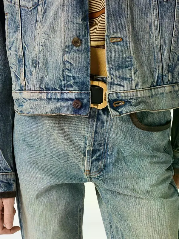 Miu Miu Leather-collar Denim Jacket