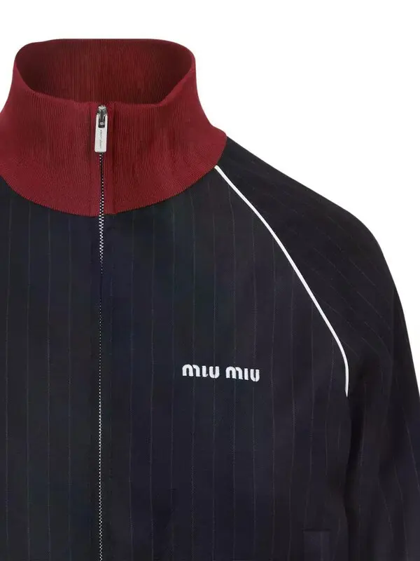 Miu Miu Pinstripe Wool Jacket - Blue