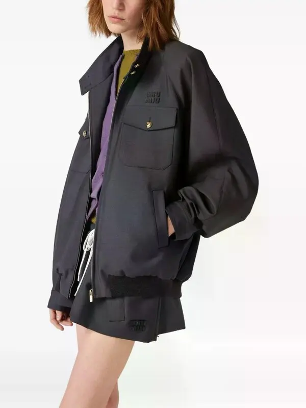 Miu Miu Embroidered-logo Blouson Jacket