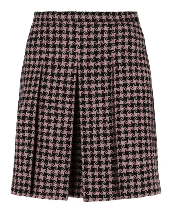 Gucci Houndstooth Tweed Wool Blend Skirt
