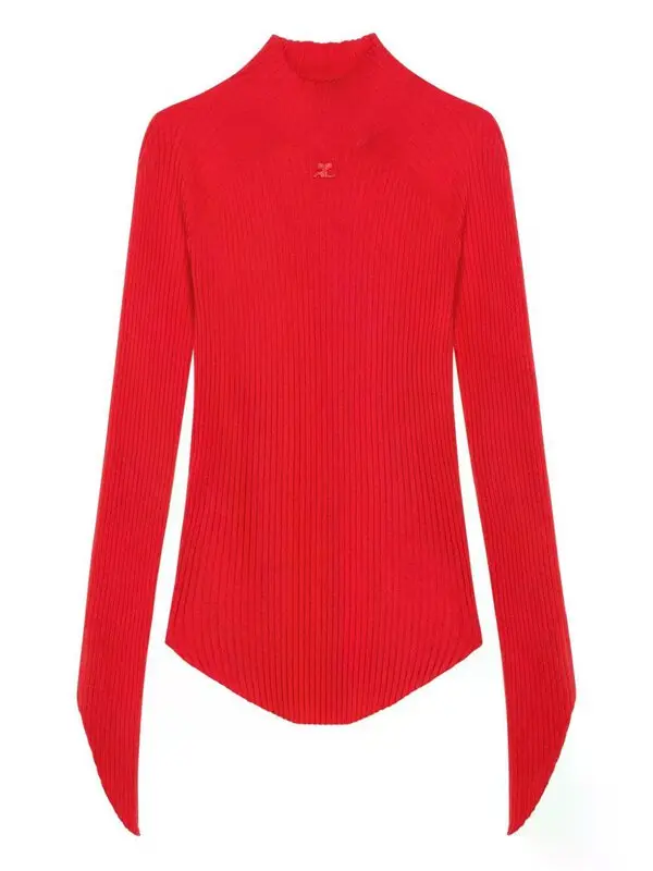 COURREGES High-neck Ribbed-knit Jumper