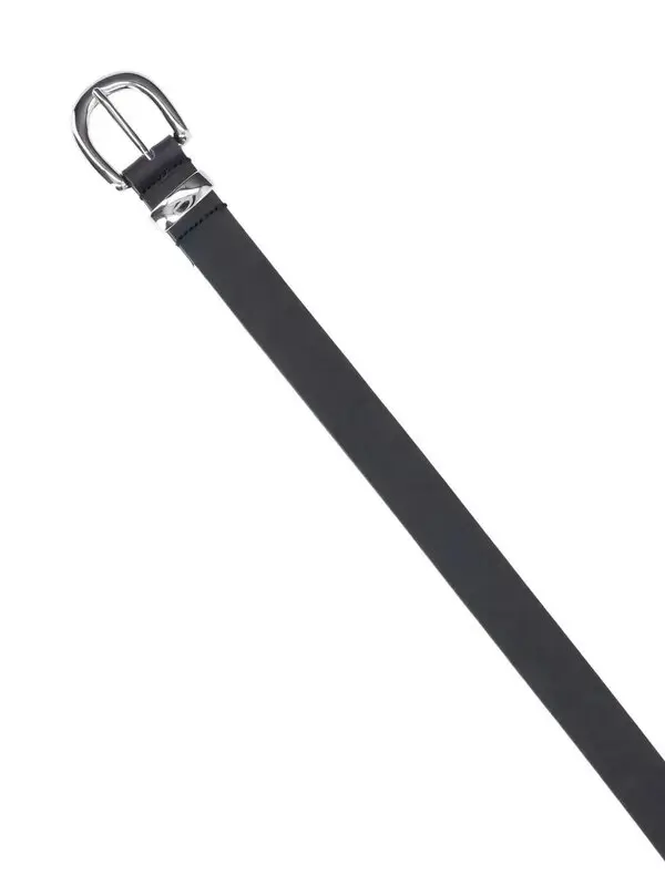 SUNFLOWER Leather Belt With Silver-tone Buckle - Black