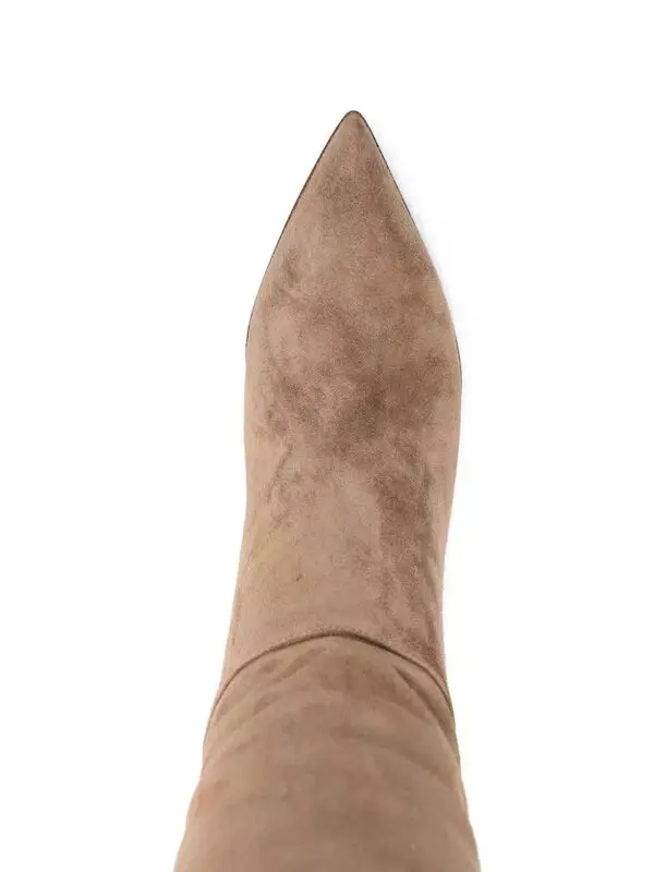 GIANVITO ROSSI 40mm Leather Pointed-toe Knee-high Boots