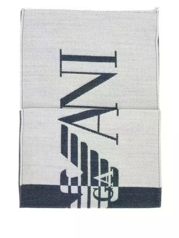 Emporio Armani Logo-embellished Fringed Scarf - White
