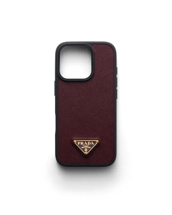 Prada Saffiano Leather Case For Iphone 16 Pro - Red