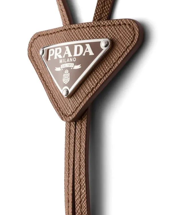 Prada Saffiano Leather Bolo Tie - Brown