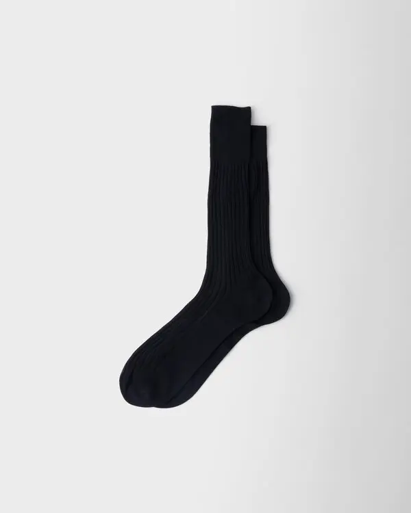 Prada Cotton Mid-calf Socks - Navy