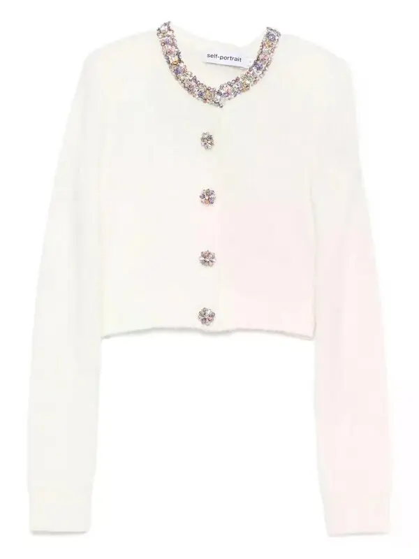 SELF-PORTRAIT Button-embellished Cardigan - Neutrals