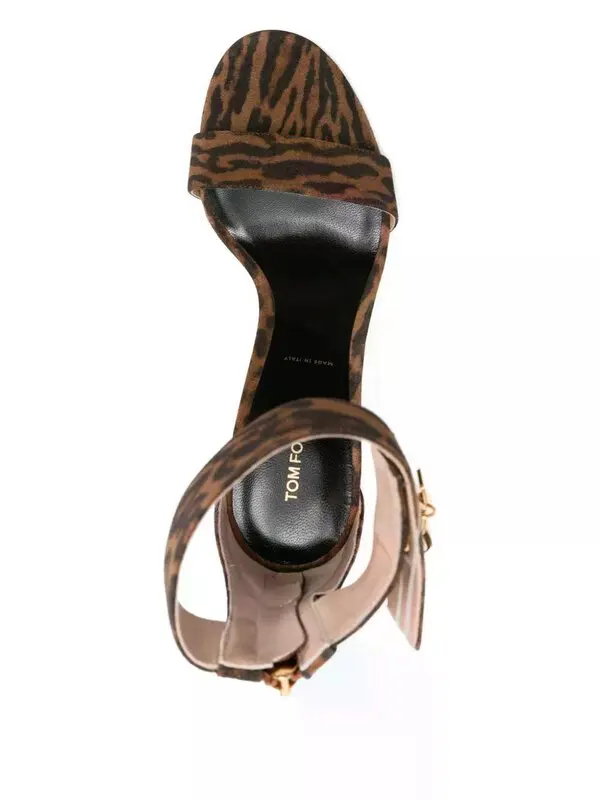 TOM FORD 105mm Padlock-detail Leopard-print Sandals