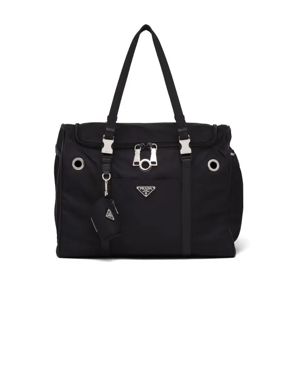 Prada Re-nylon And Saffiano Leather Pet Bag - Black