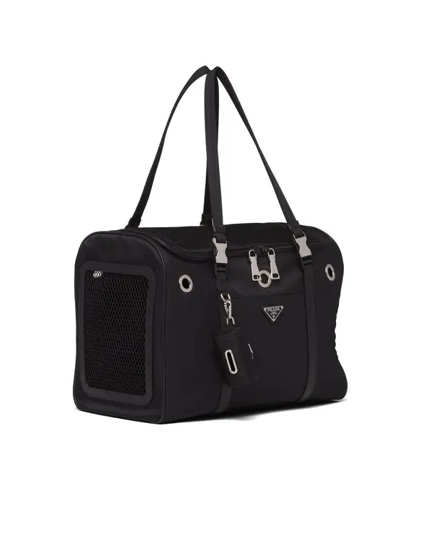 Prada Re-nylon And Saffiano Leather Pet Bag - Black