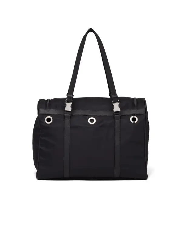 Prada Re-nylon And Saffiano Leather Pet Bag - Black