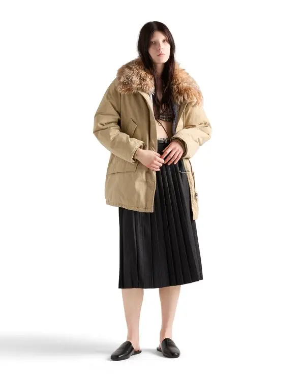 Prada Pleated Wool Flannel Skirt - Grey