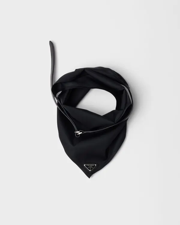 Prada Re-nylon And Leather Scarf - Black