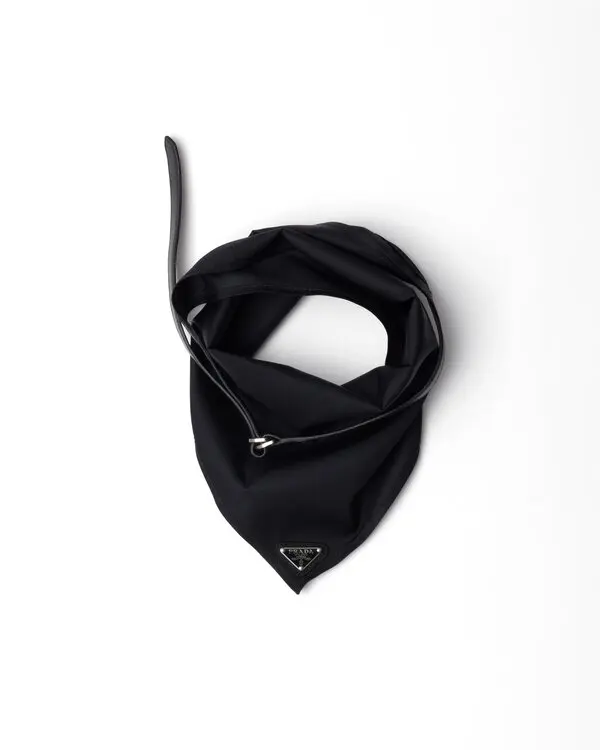 Prada Re-nylon And Leather Scarf - Black