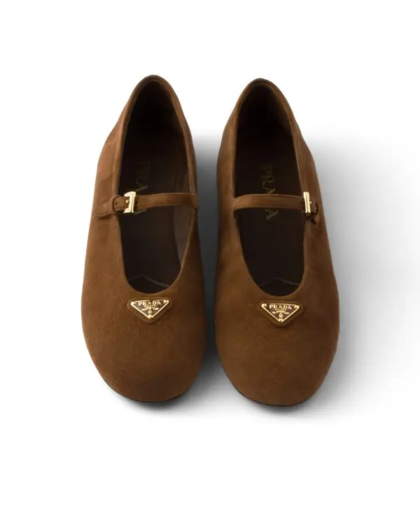 Prada Suede Ballerinas - Brown