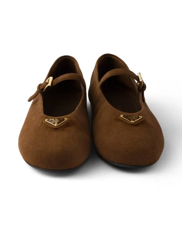 Prada Suede Ballerinas - Brown