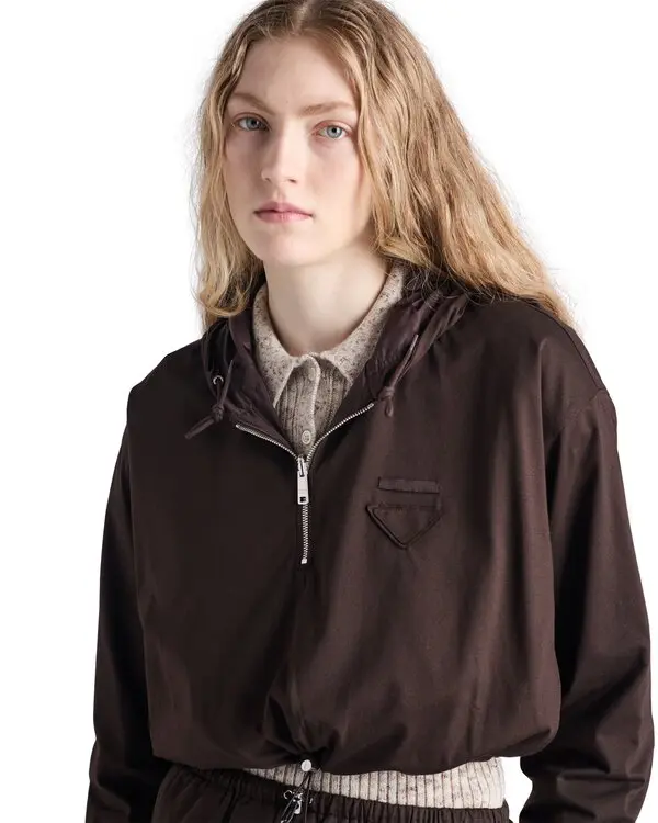 Prada Reversible Cotton Jersey And Re-nylon Hoodie