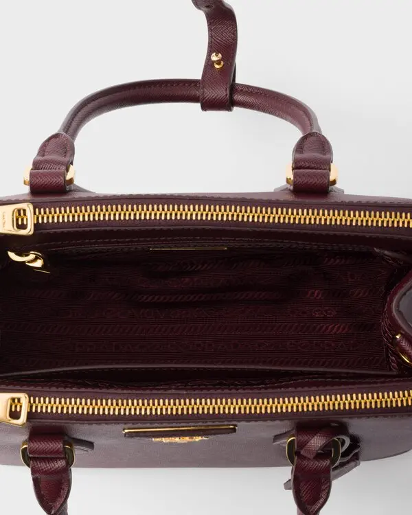 Prada Galleria Small Saffiano Leather Bag Burgundy Editorialist
