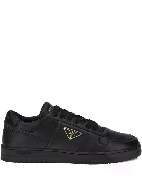 Prada Leather Logo-plaque Sneakers - Black