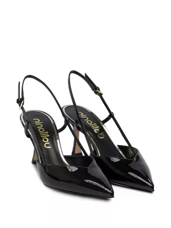 NINALILOU 70mm Mya Slingback Patent-leather Pumps - Black