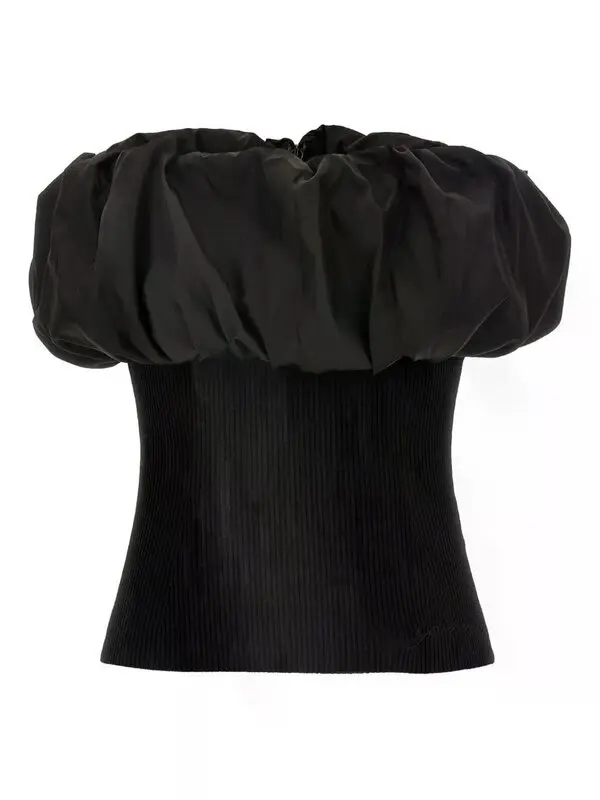 GANNI Ribbed Off-the-shoulder Top