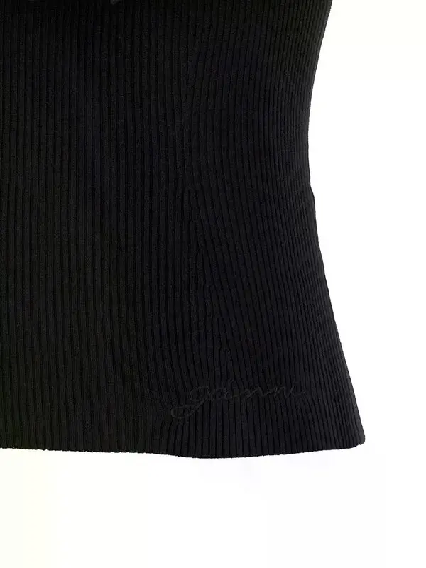 GANNI Ribbed Off-the-shoulder Top