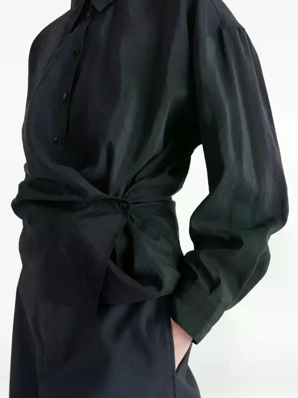LEMAIRE Twisted Detail Long-sleeved Shirt - Black