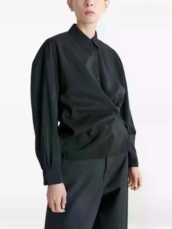 LEMAIRE Twisted Detail Long-sleeved Shirt - Black