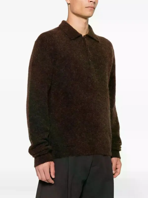 SUNFLOWER Polo-neck Buttoned Sweater - Brown