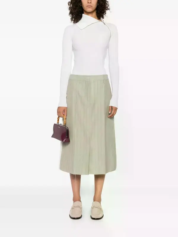 JIL SANDER Pinstripe Frayed Skirt