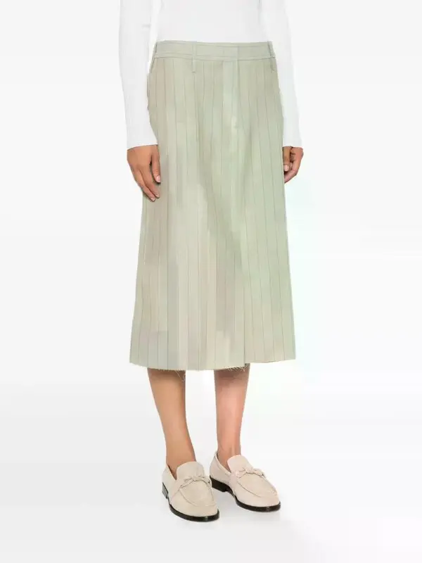 JIL SANDER Pinstripe Frayed Skirt